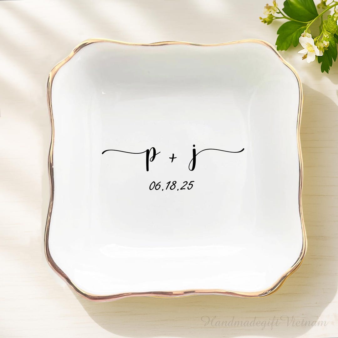 Personalized Ceramic Ring Dish, Wedding Gift, Engagement Ring Holder ...