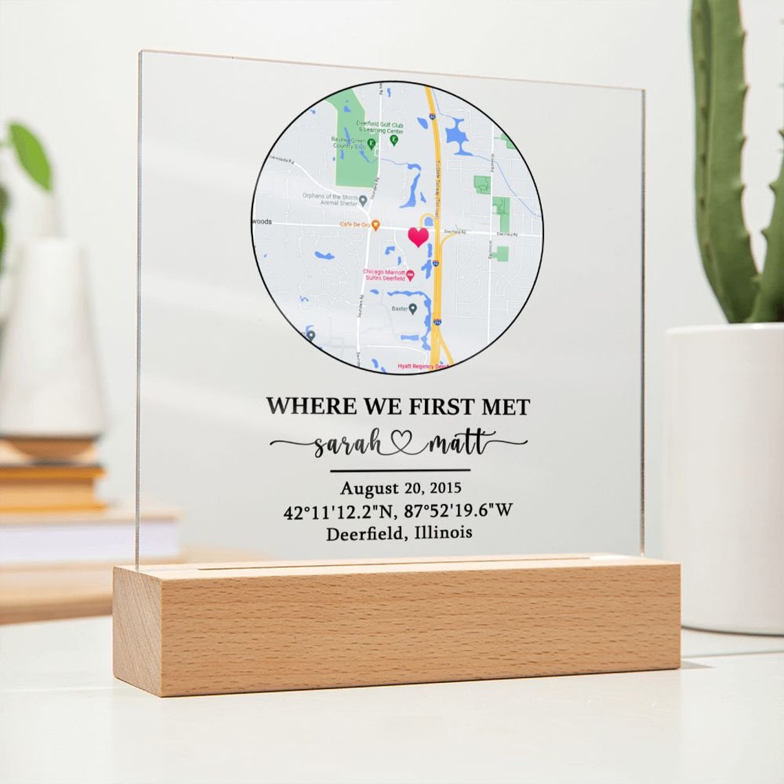 Personalized Map Where We First Met Acrylic Plaque, Custom Map Plaque ...