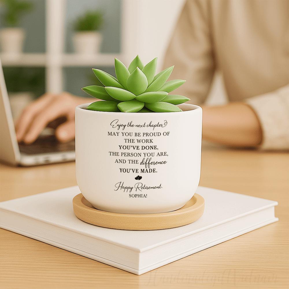 Custom Retirement Plant Pot, Retired Succulent Plant Pot, Happy ...