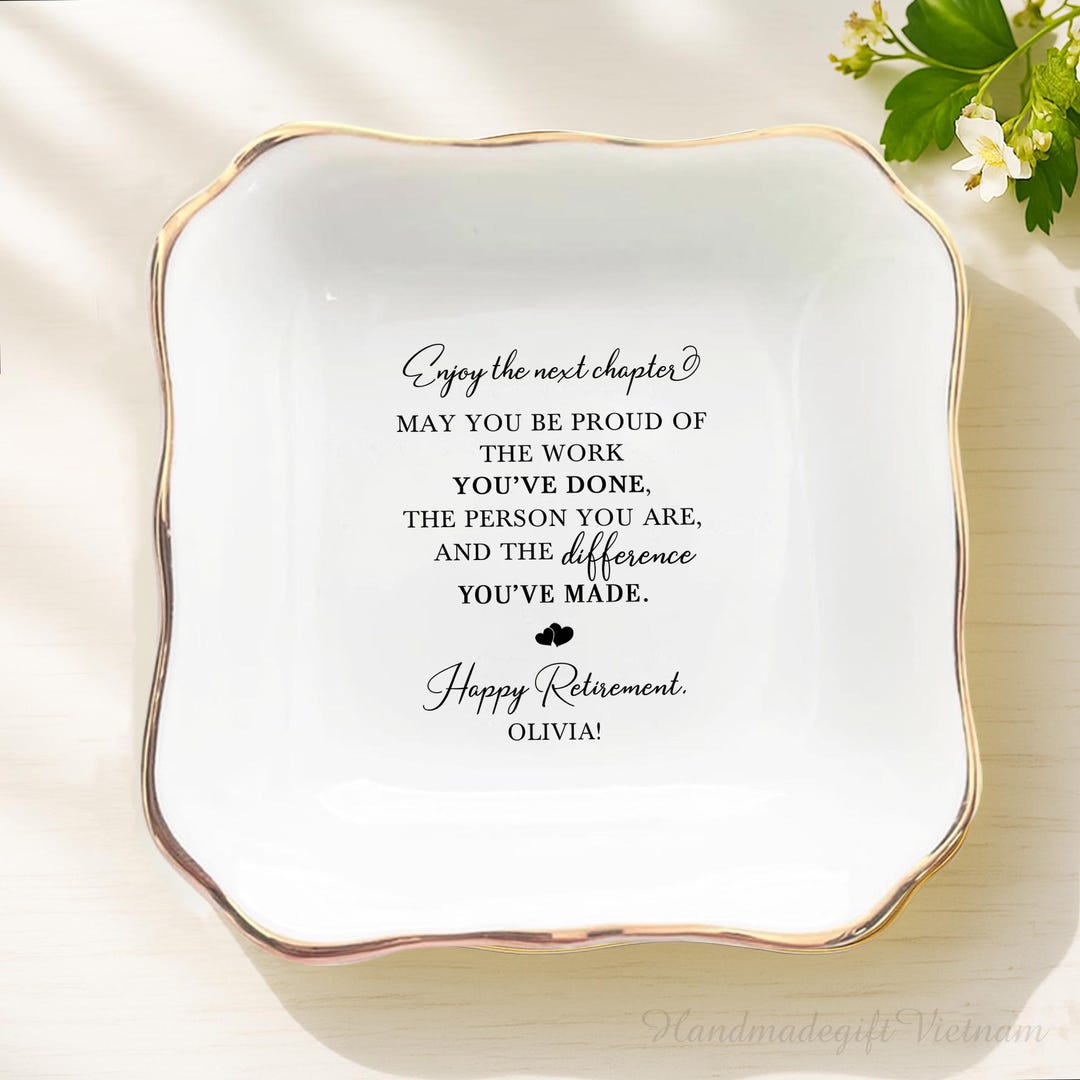 Custom Retirement Jewelry Dish, Retirement Ring Dish, Never Forget the ...