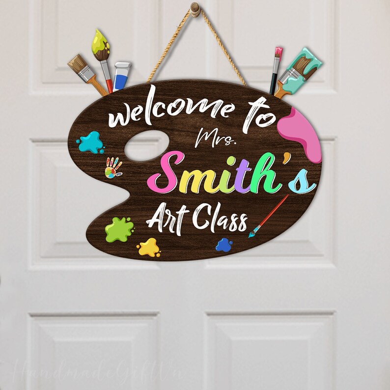 Art Teacher Hanging Door Sign, Art Class Decoration, Teacher Door Sign ...
