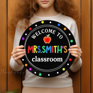 Personalized Teacher Door Sign, Classroom Welcome Sign, Custom Teacher ...
