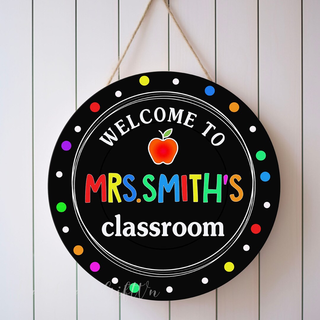 Personalized Teacher Door Sign, Classroom Welcome Sign, Custom Teacher ...