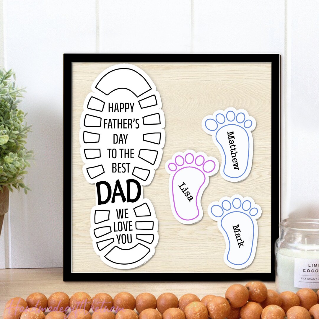 Personalized Dad and Kid Footed Wood Stand, Father's Day Gift for ...