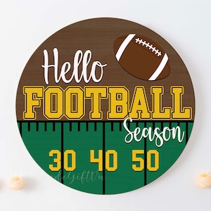 Hello Football Season Door Sign, Football Game Sign, Sports Welcome ...