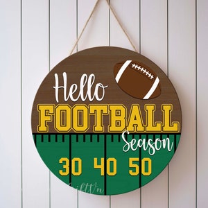 Hello Football Season Door Sign Football Game Sign Sports - Etsy