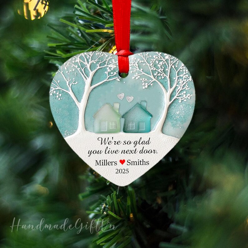 2D Sea Glass Neighbor Ceramic Ornament, Personalized Neighbors ...