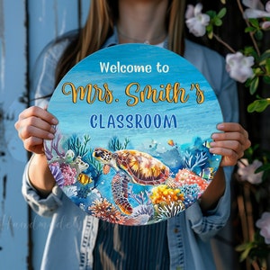 Teacher Door Sign, Ocean Sea Themed Door Sign, Classroom Door Hanger ...