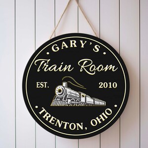Train Room Door Sign, Train Decor Front Door, Personalized Train Name ...