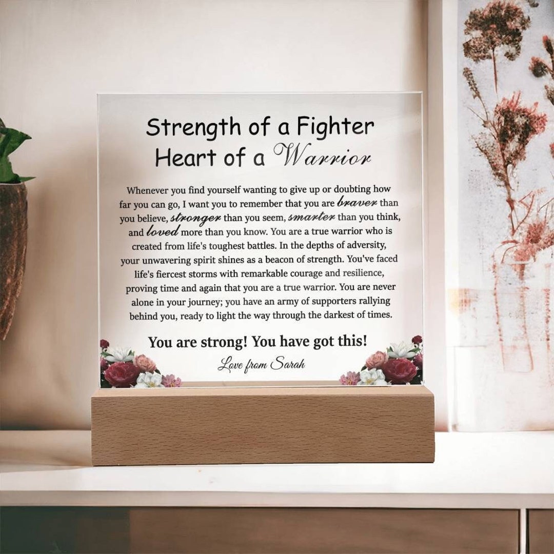 Strength of a Fighter Gift, Personalized Warrior Acrylic Plaque Gift ...