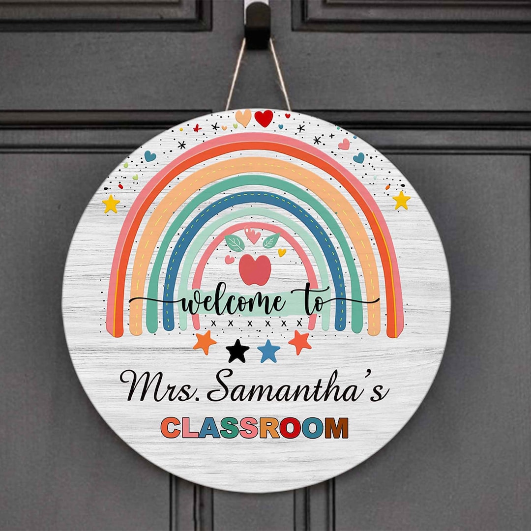 Personalized Teacher Door Sign, Teacher Classroom Door Hanger, Teachers ...