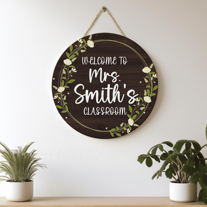 Custom Rustic Teacher Door Hanger, Teacher Welcome Sign for Classroom ...