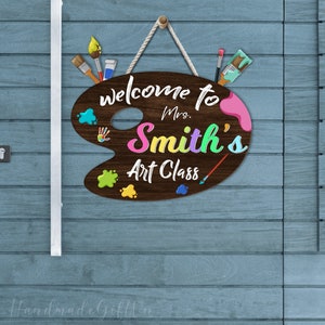 Art Teacher Hanging Door Sign, Art Class Decoration, Teacher Door Sign ...