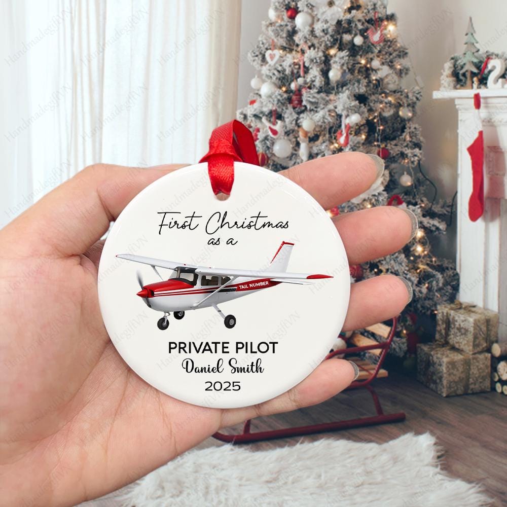 Personalized Pilot Ornament, First Christmas as a Private Pilot ...