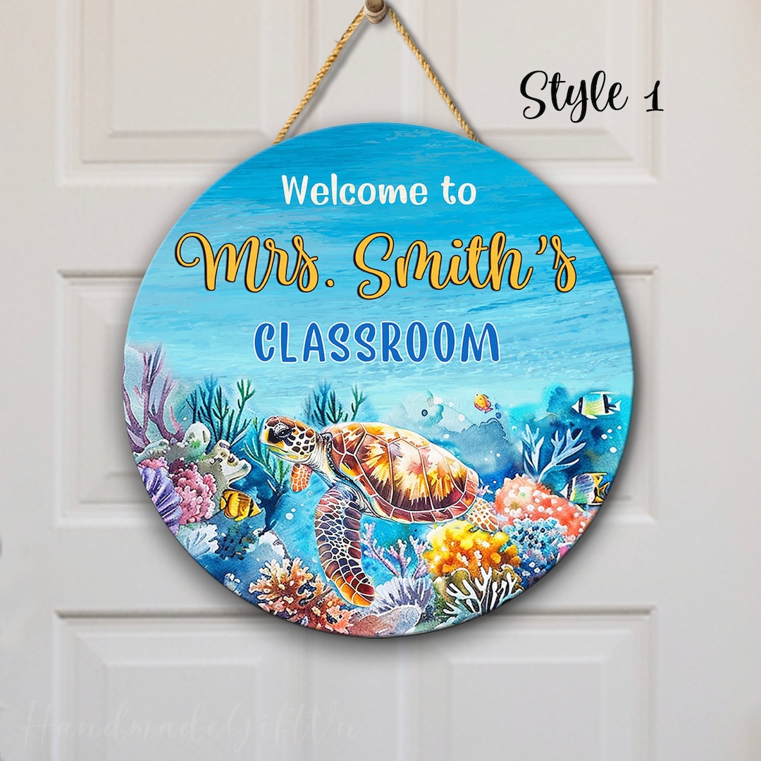 Teacher Door Sign, Ocean Sea Themed Door Sign, Classroom Door Hanger ...