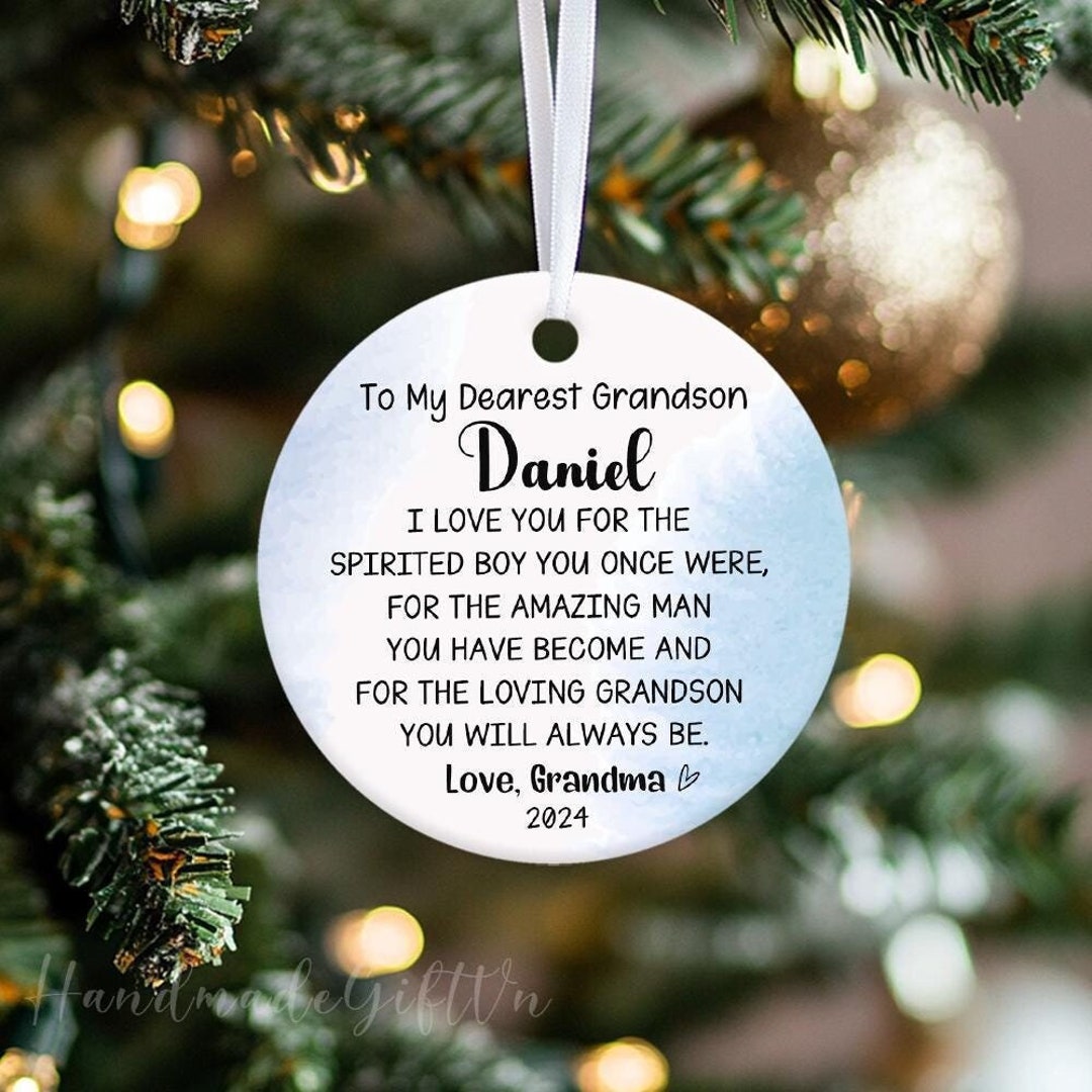 Personalized Grandson Christmas Ornament, Custom Ornament for Grandson ...