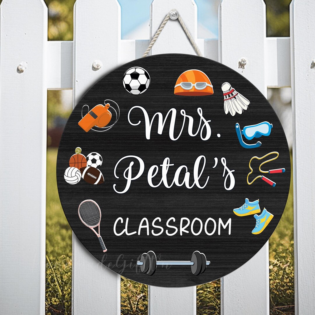 Personalized Sports Teacher Door Sign, Physical Education Teacher Door ...
