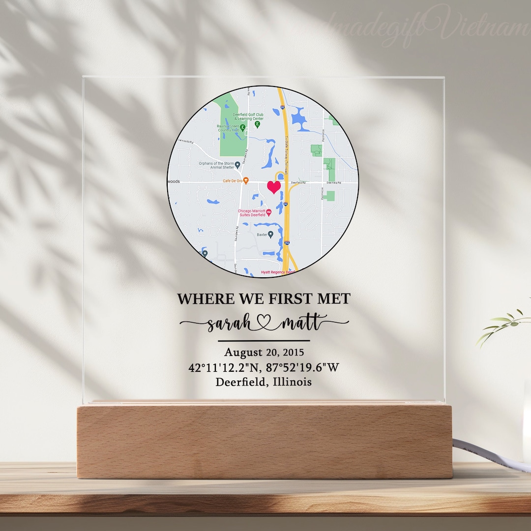 Personalized Map Where We First Met Acrylic Plaque, Custom Map Plaque ...