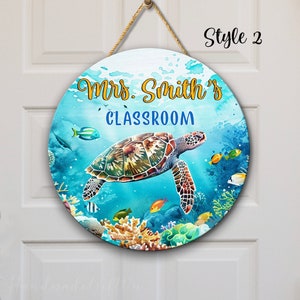 Teacher Door Sign, Ocean Sea Themed Door Sign, Classroom Door Hanger ...