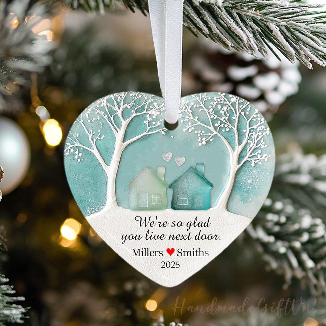 2D Sea Glass Neighbor Ceramic Ornament, Personalized Neighbors ...