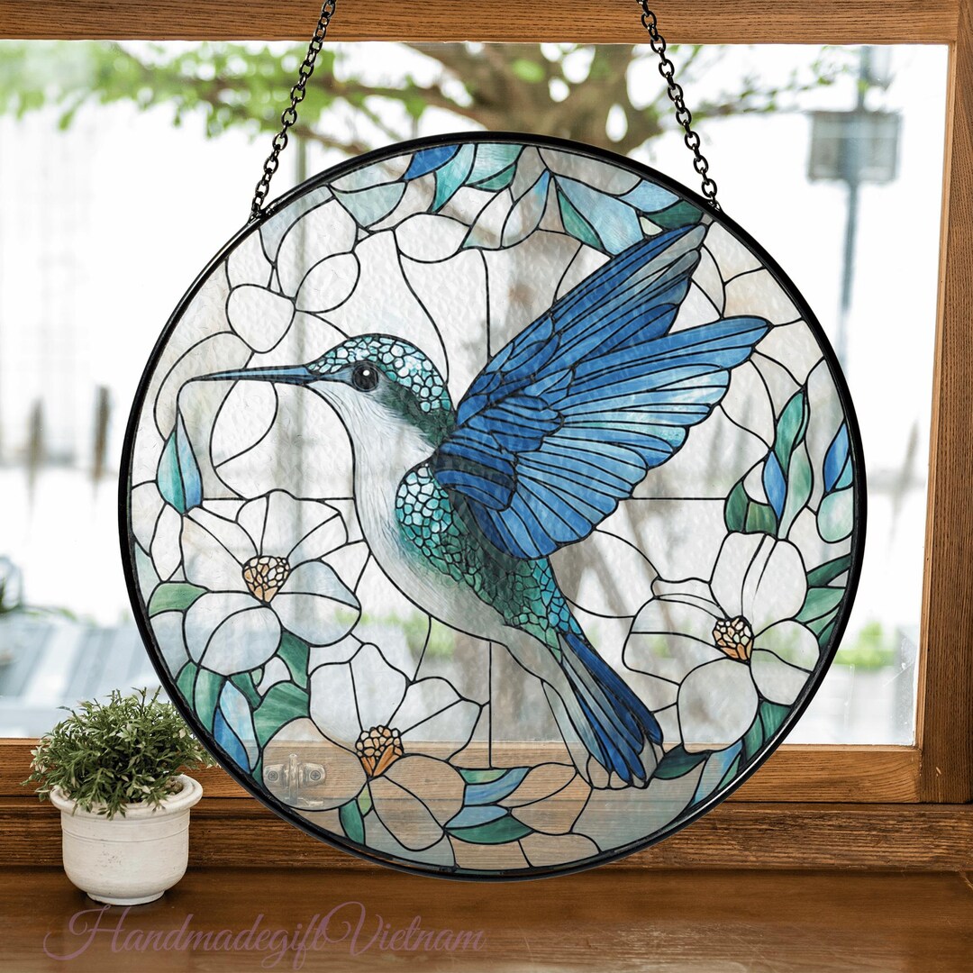 Hummingbird Stained Glass, Hummingbird Window Hanging, Hummingbird ...