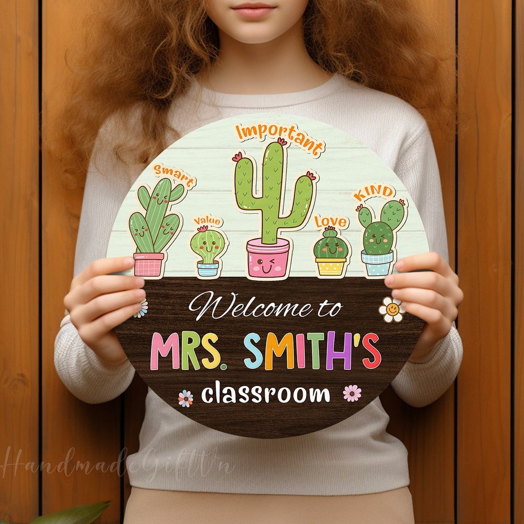 Cute Cactus Teacher Door Sign, Classroom Door Hanger, Plants Classroom ...