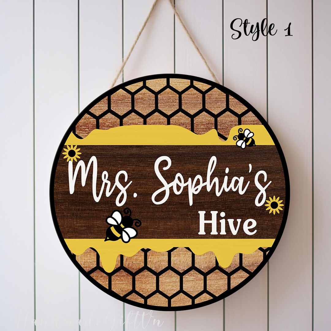 Personalized Teacher Door Sign, Bee Classroom Decor, Custom Teacher ...