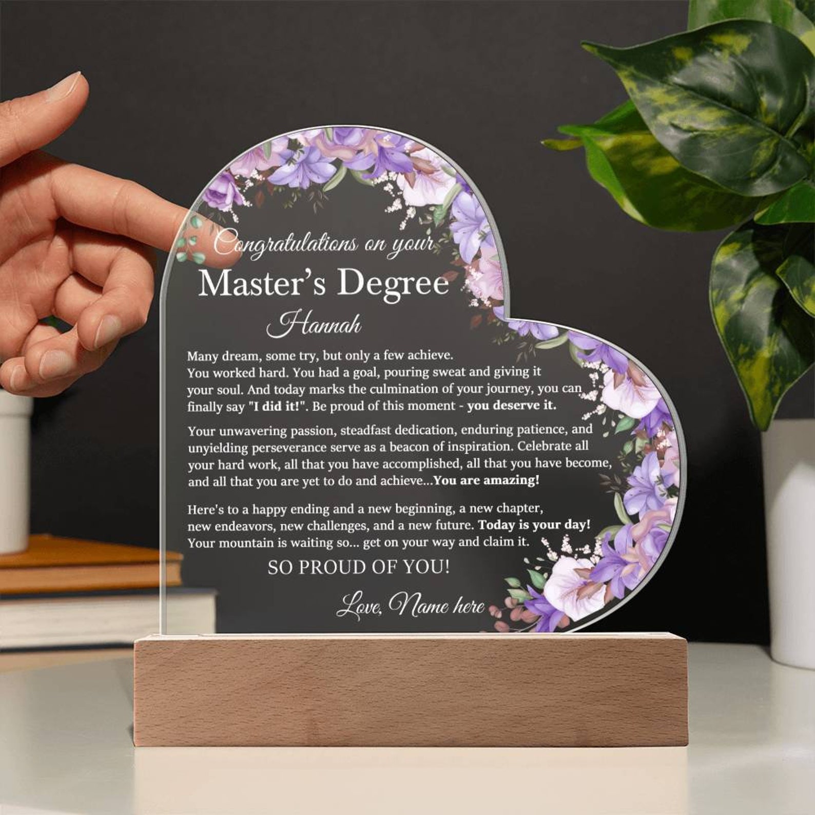 Master's Degree Graduation Gift, Master's Degree Gifts, Heart Plaque ...
