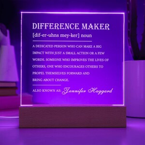 Difference Maker Acrylic Plaque Gift, Personalized Thank You Gift for ...
