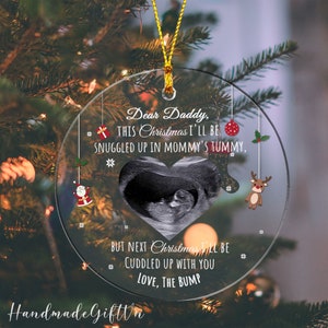 Personalized Christmas Pregnancy Announcement Ornament, Baby Ultrasound ...