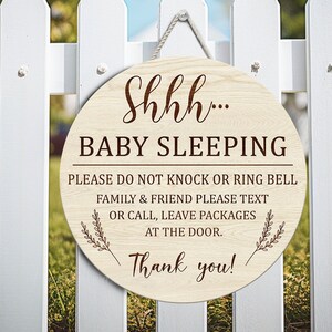 Shhh...baby Sleeping Door Sign, Don't Knock or Ring Doorbell Sign, Baby ...