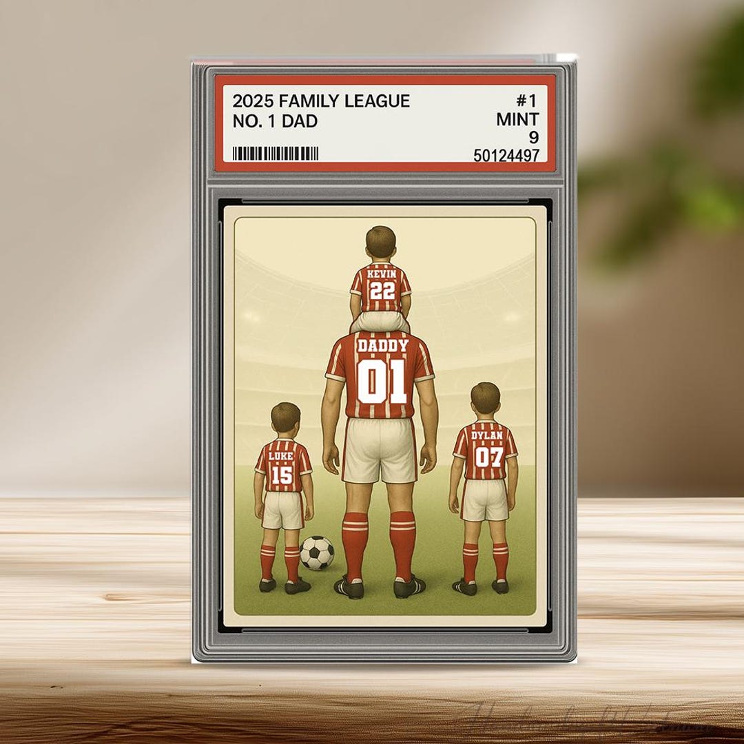 Soccer No.1 Dad Grandpa Man & Kids Trading Card, Personalized Acrylic ...