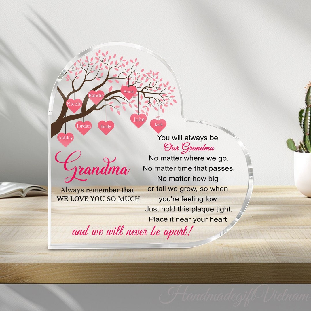 Personalized Heart Plaque for Grandma, Acrylic Plaque Gift to ...