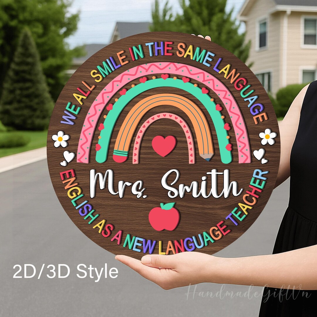 Personalized 2D/3D Teacher Door Sign, ESL Teacher Door Hanger, ESL ...