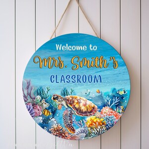 Teacher Door Sign, Ocean Sea Themed Door Sign, Classroom Door Hanger ...