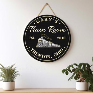 Train Room Door Sign, Train Decor Front Door, Personalized Train Name ...