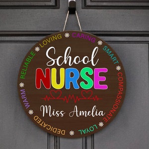 Personalized School Nurse Door Sign, School Nurse Appreciation Gift ...
