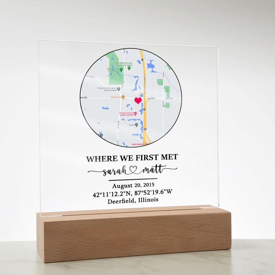 Personalized Map Where We First Met Acrylic Plaque, Custom Map Plaque ...