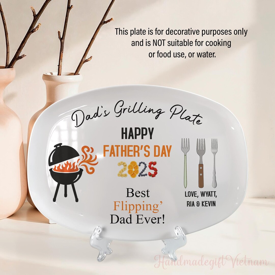 Personalized Grilling Plate for Daddy, Custom Dad's Grilling Plate With ...