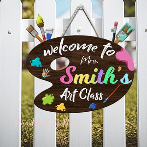Art Teacher Hanging Door Sign, Art Class Decoration, Teacher Door Sign ...