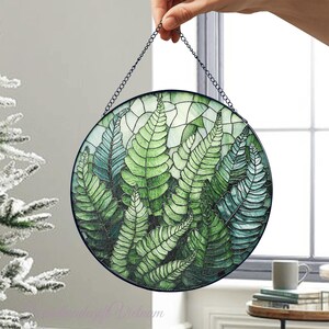 Fern Plant Stained Glass Suncatcher, Fern Plant Suncatcher Gifts, Plant ...