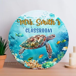 Teacher Door Sign, Ocean Sea Themed Door Sign, Classroom Door Hanger ...