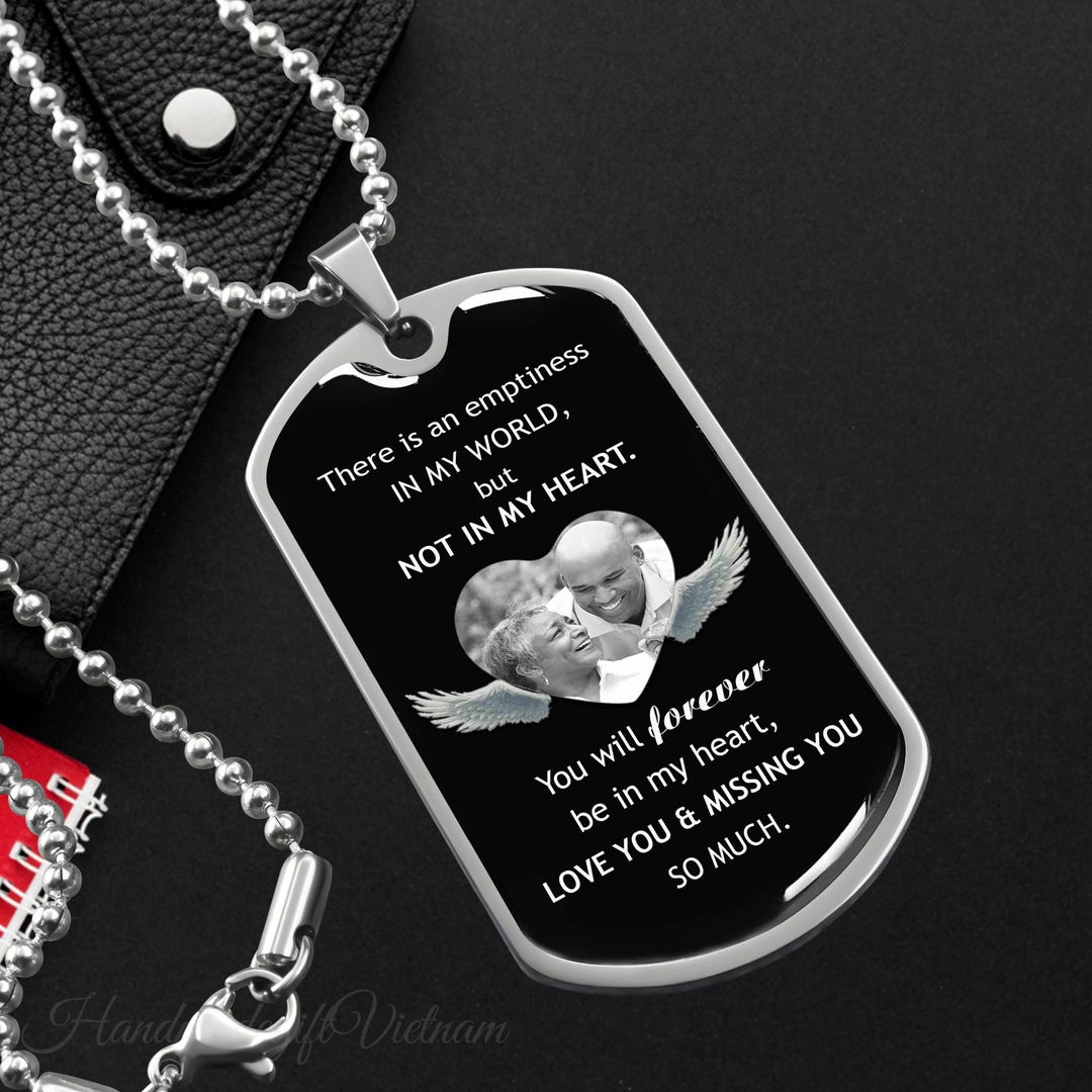 Dog Tag Memorial Necklace for Son, Memorial Custom Photo Necklace for ...