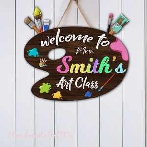 Art Teacher Hanging Door Sign, Art Class Decoration, Teacher Door Sign ...