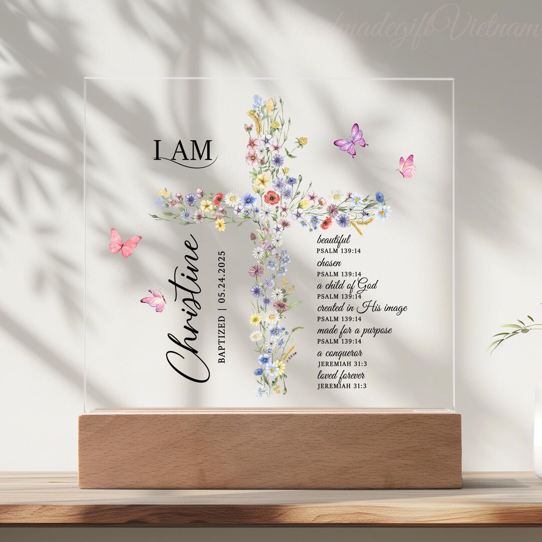 Personalized Baptism Acrylic Plaque for Baby, Baptism Gift Girl, Baby ...