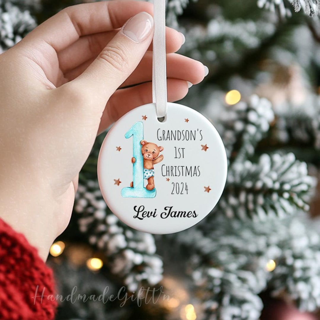 Grandson's 1st Christmas Ornament, Personalized Christmas Ornament for ...