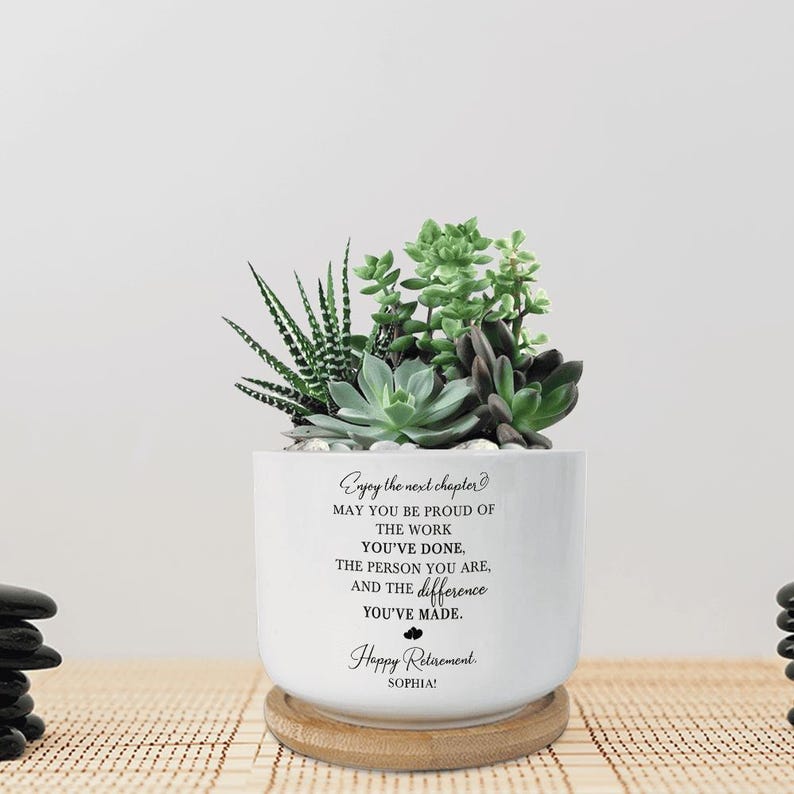 Custom Retirement Plant Pot, Retired Succulent Plant Pot, Happy ...