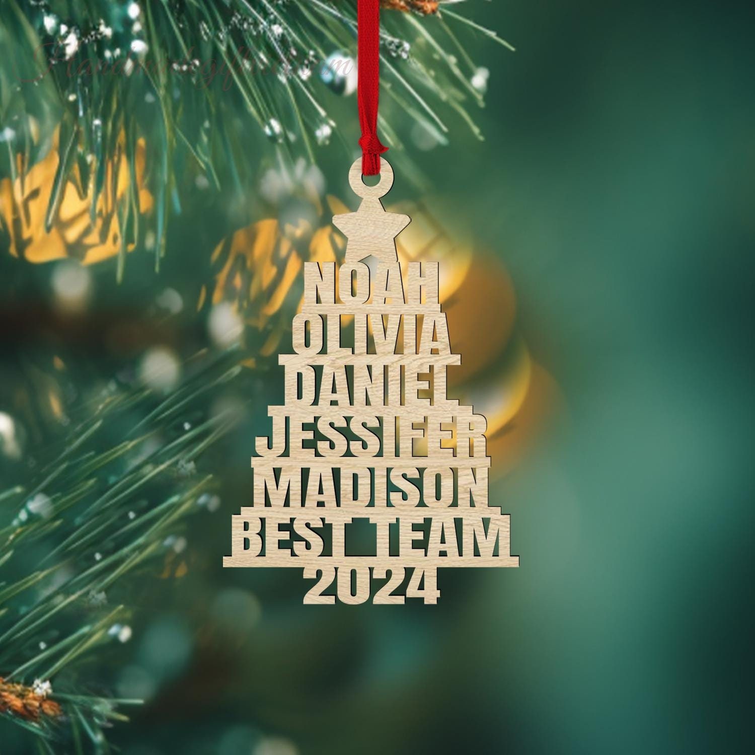Personalized Wood Ornament With Names, Christmas Tree Ornament ...