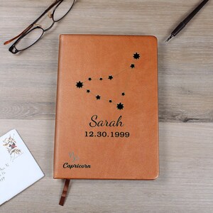 Zodiac Constellation Personalized Journal, Customized Astrology Leather ...