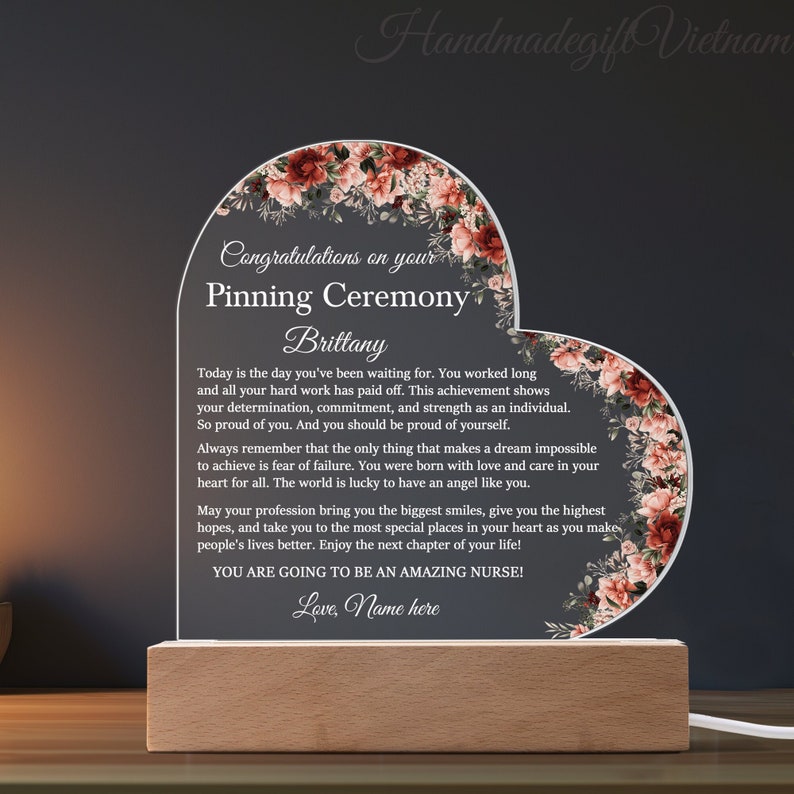 Nurses Degree Graduation Gift, Pinning Ceremony Gifts, Heart Plaque ...